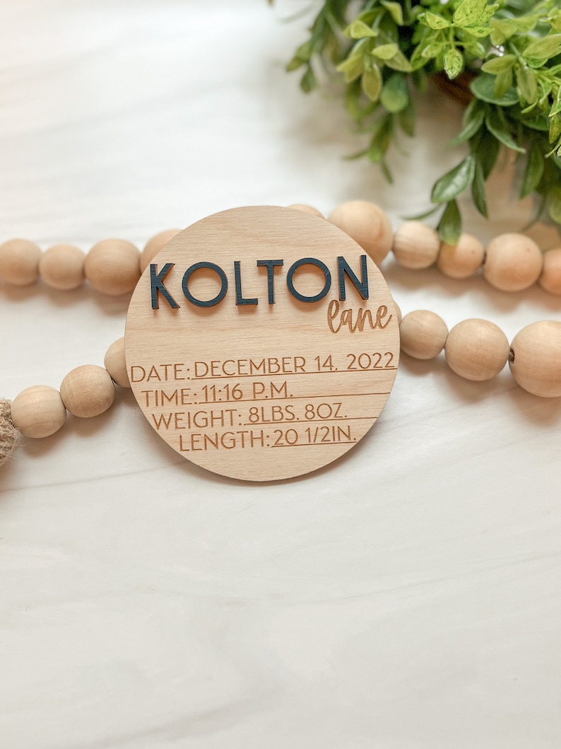 Baby Announcement Sign With Engraved Birth Stats Wood Sign - Etsy