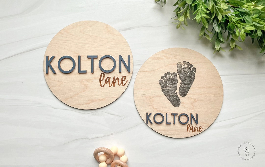 Baby Announcement Sign Footprint Sign for Newborn Baby Name Reveal ...