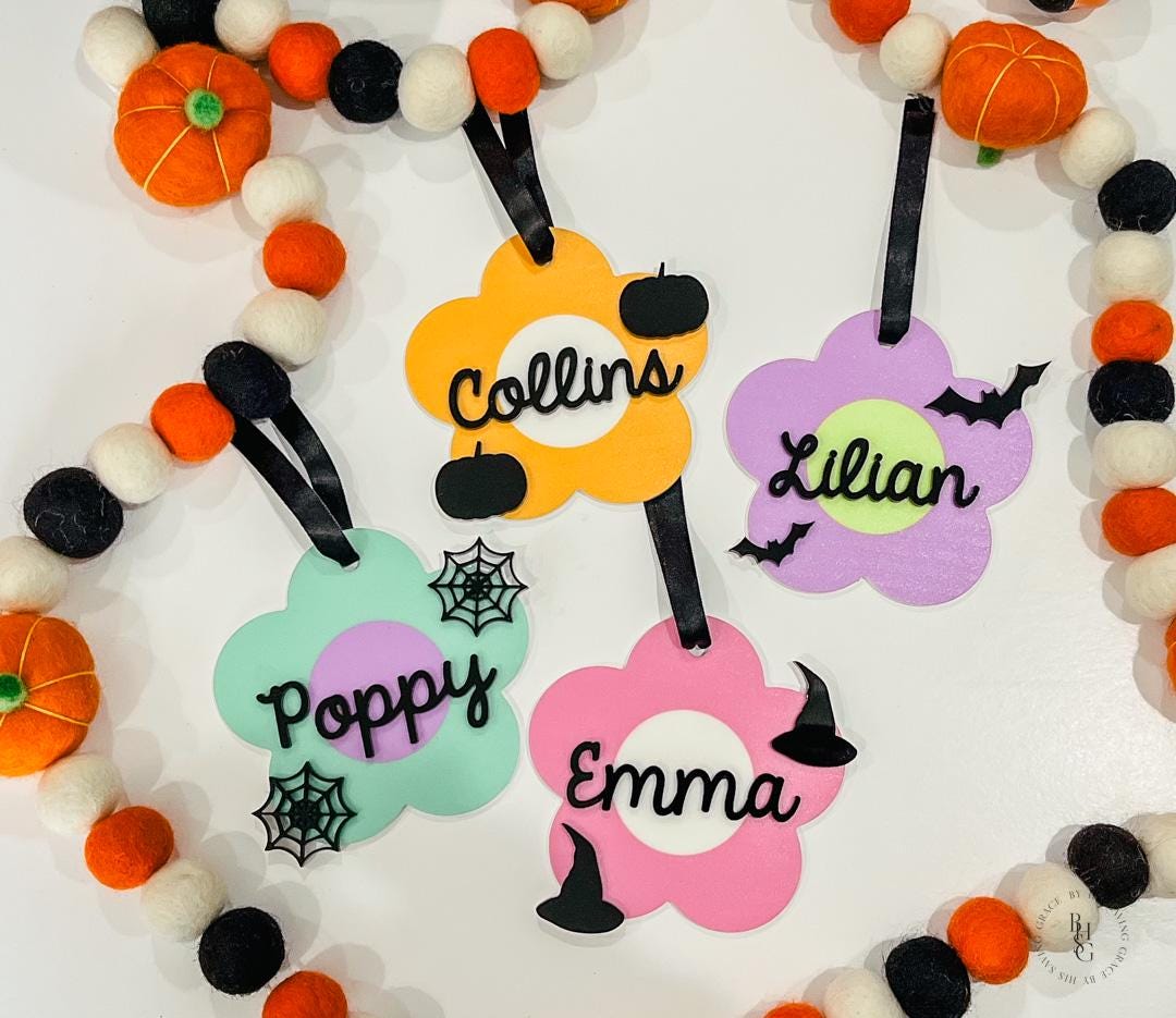 Daisy Halloween Name Tag With UV Printed Design | Halloween Bag Tags ...