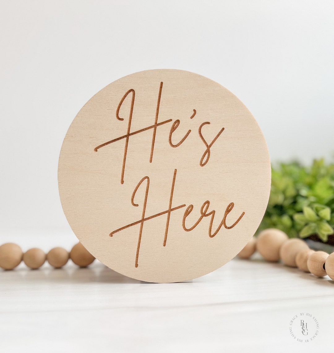 Double Sided He's Here She's Here Birth Announcement | She's Here | He ...