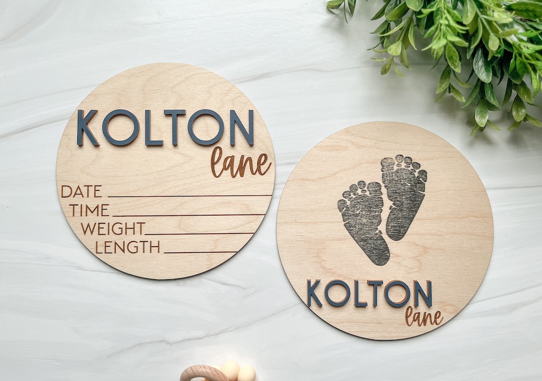 Baby Announcement Sign With Birth Stats Footprint Sign for - Etsy