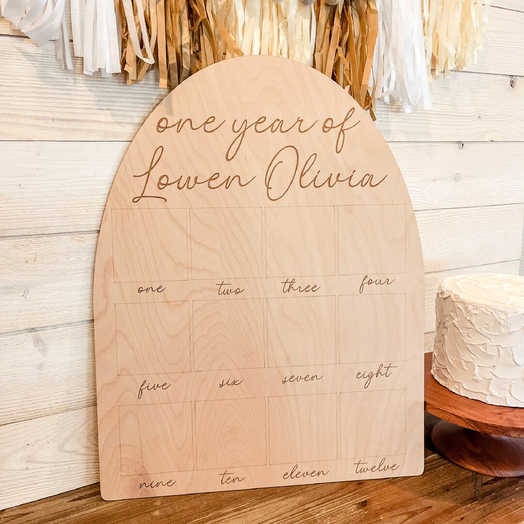 One Year of - Birthday Photo Board | First Birthday Display | Wood ...