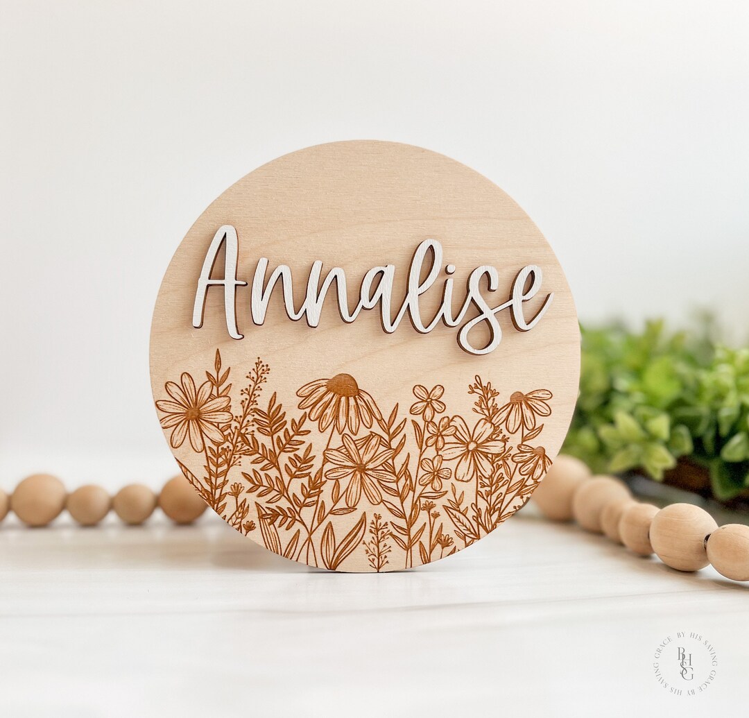 Floral Baby Announcement Sign Floral Birth Announcement Sign Baby Name ...