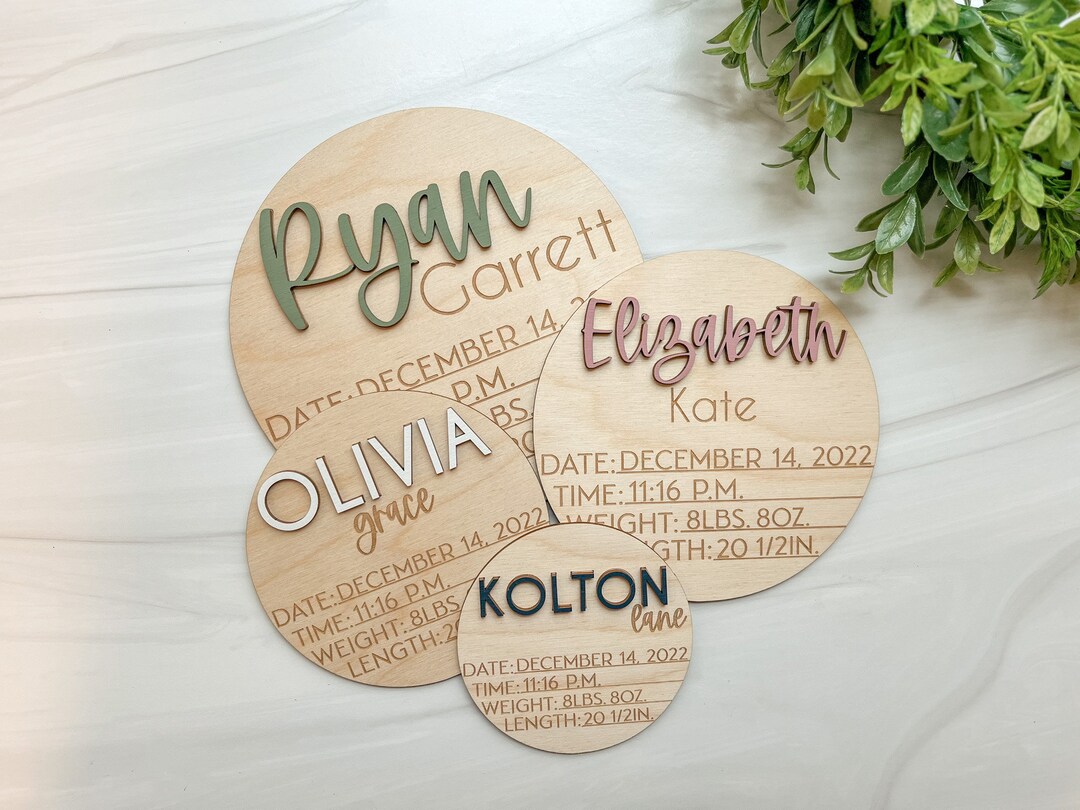 Baby Announcement Sign With Engraved Birth Stats Wood Sign - Etsy