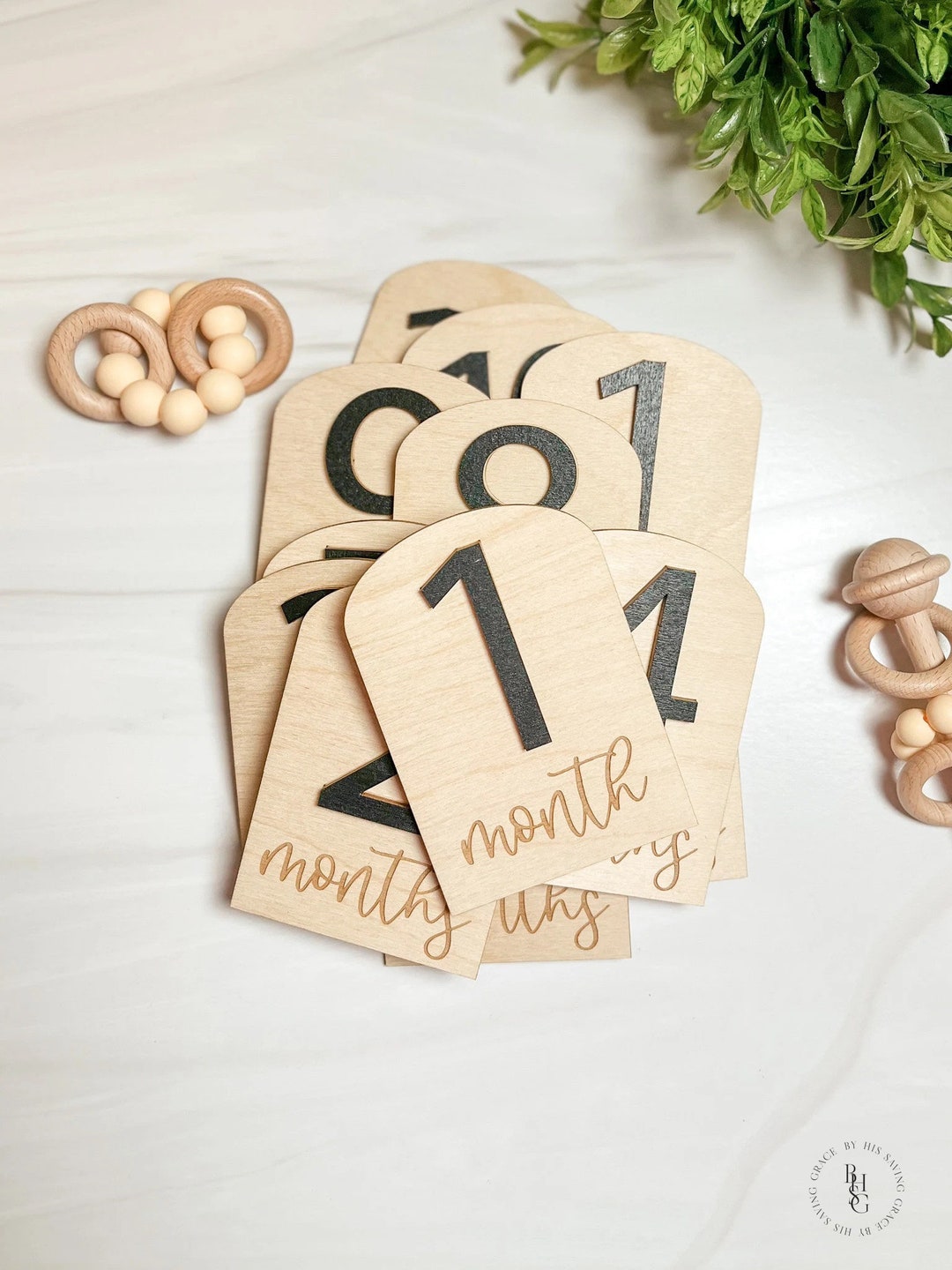 3D Arch Wooden Monthly Milestone Discs for Baby Photos | Monthly ...