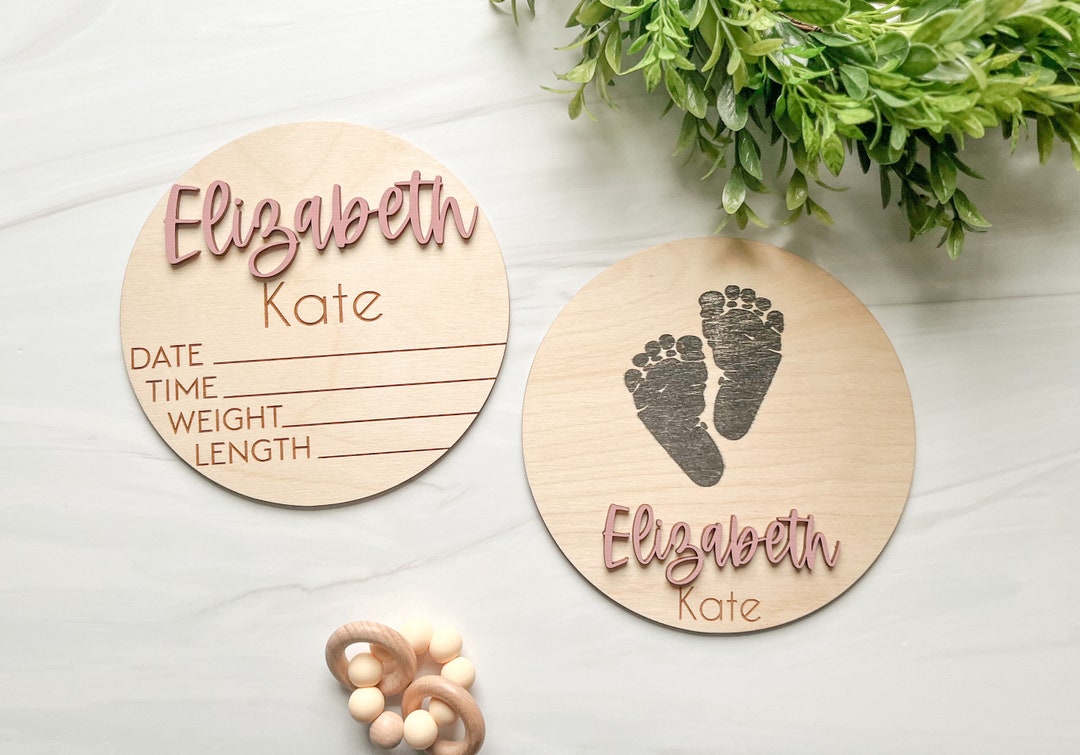 Baby Announcement Sign With Birth Stats Footprint Sign for - Etsy
