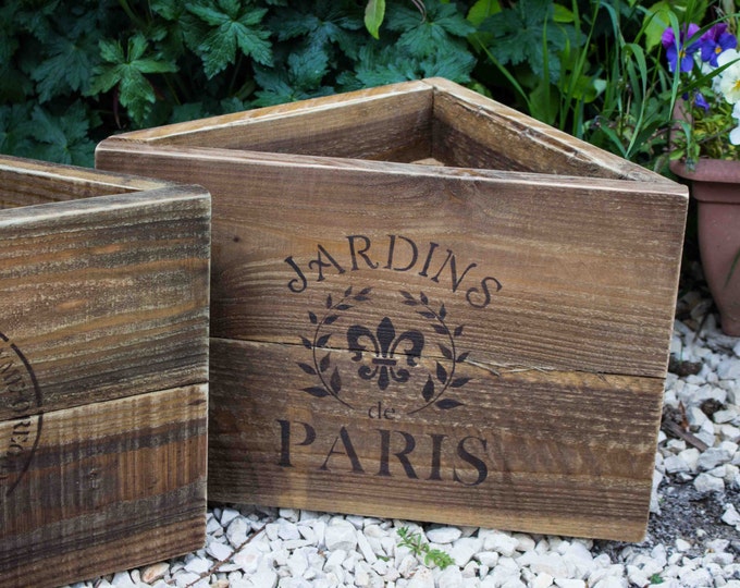 Vintage Style Corner Planter, Wooden Planter, Corner Planter, Outdoor ...