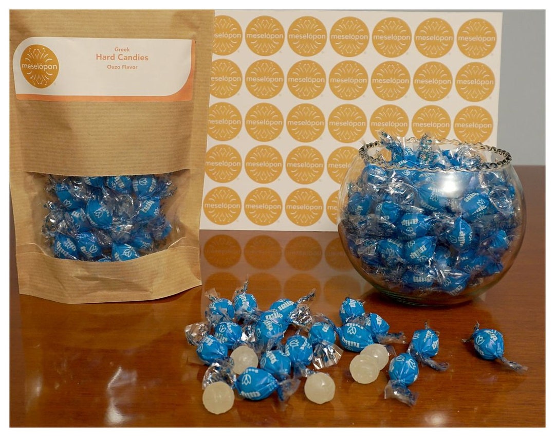 Hard Round Ouzo Candies Treat, Anise Flavor Traditional Greek Candy ...