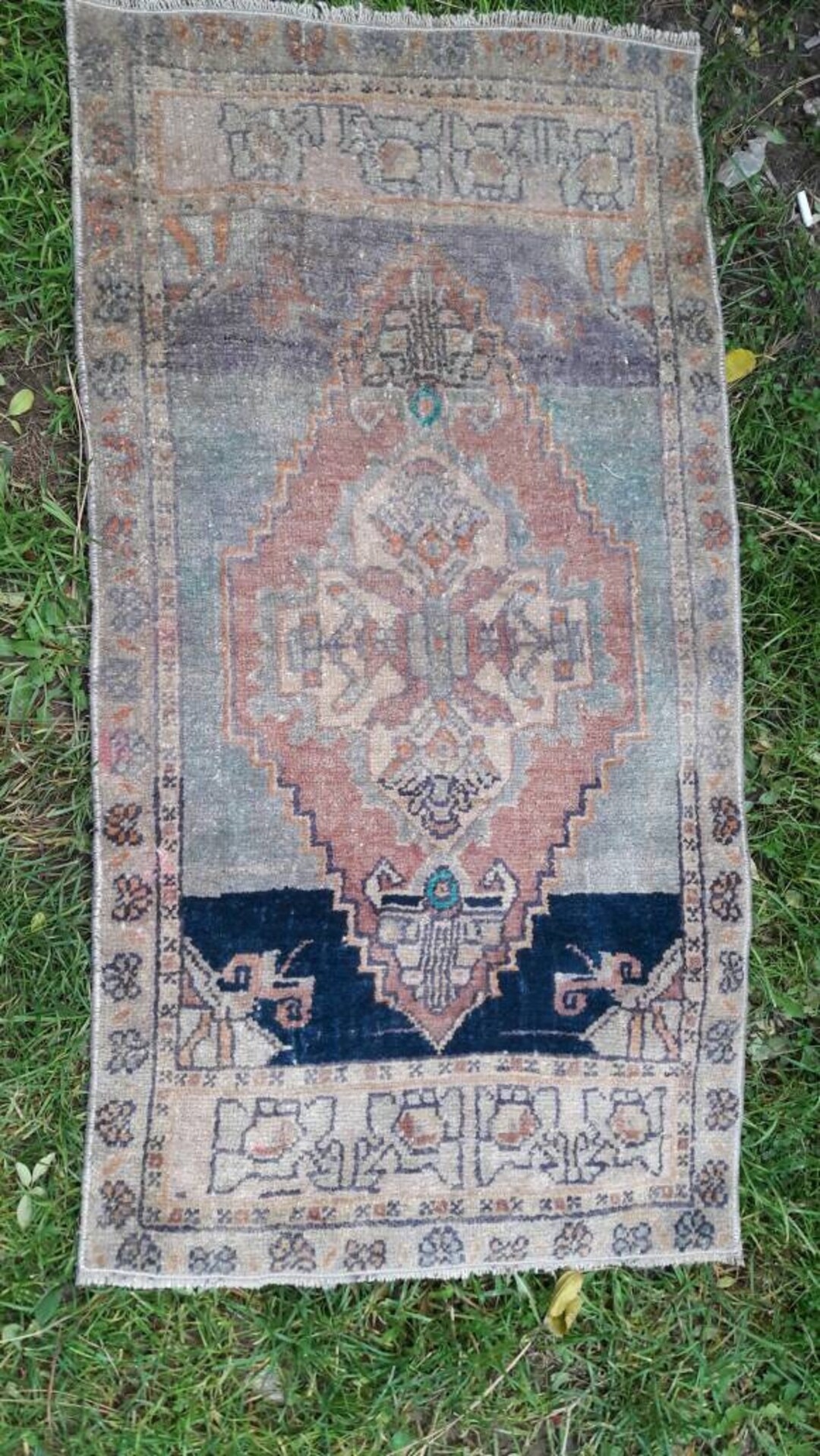 Vintage Muted Pink Rug Gray Small Wall Decor Rug90x49cm - Etsy