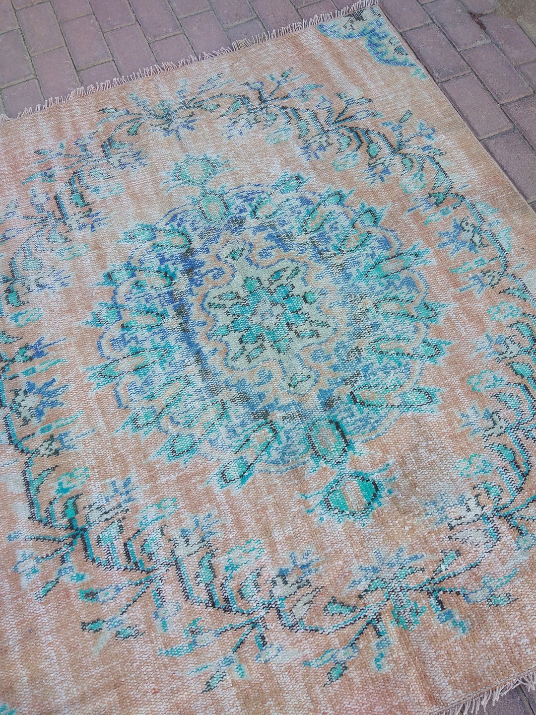 Vintage Modern Rug Low Pile Rug Faded Area Rug 130x150cm/5*4.3ft - Etsy