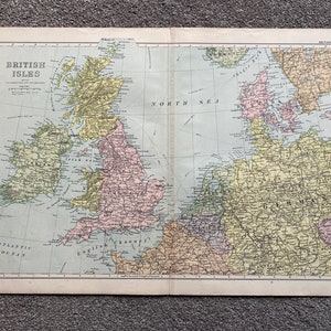 1896 British Isles and Northern Europe Original Antique Map - Large ...