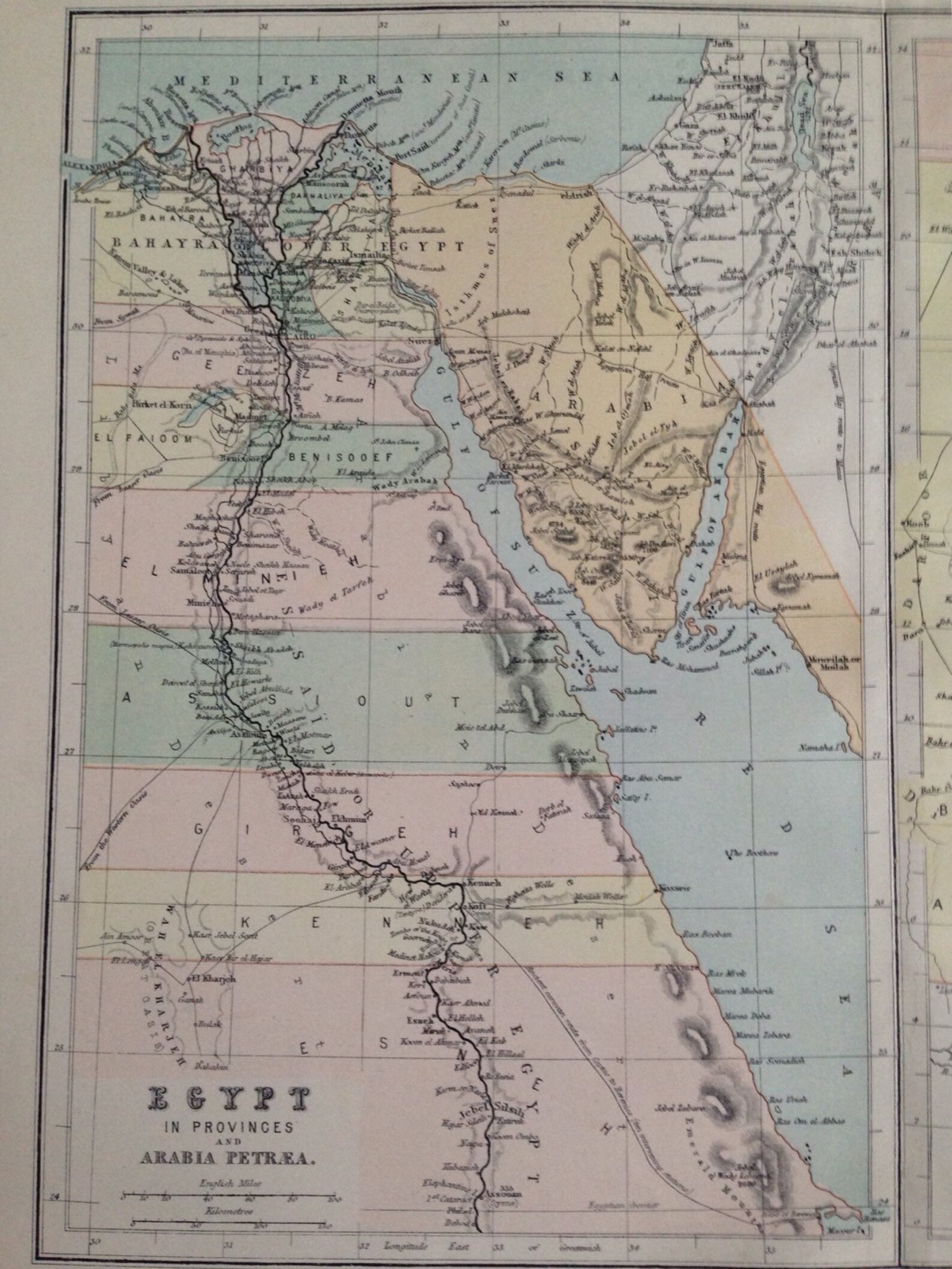 1887 Middle East Original Antique Map Colour Historical - Etsy UK