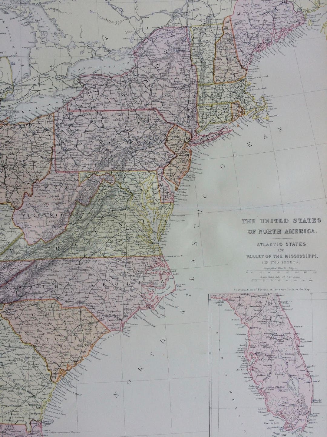 1882 United States Atlantic States and Valley of the Mississippi Large ...