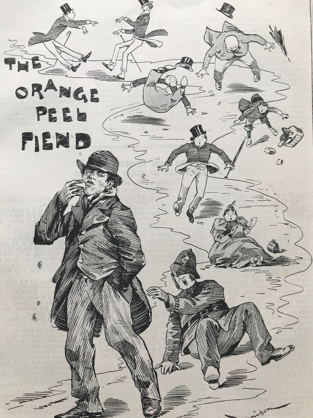 1895 the Orange Peel Fiend Cartoon Original Antique Print - Etsy