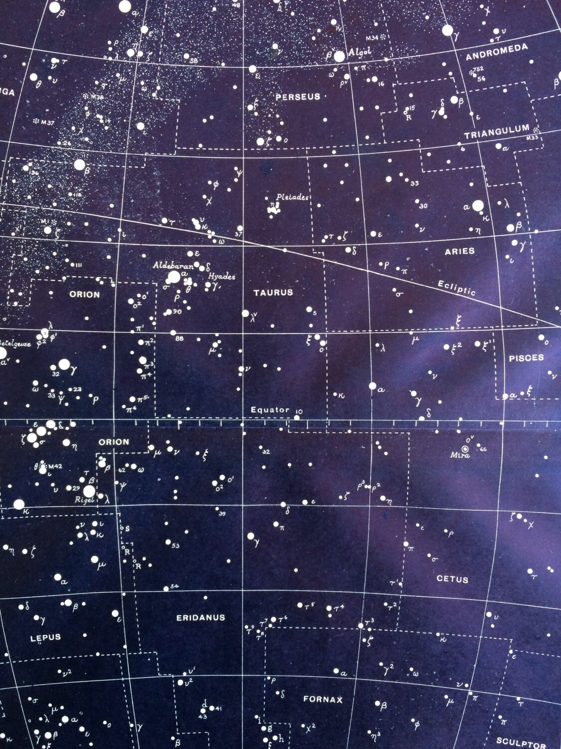 1967 Original Vintage Star Map for epoch 1950 - 9.5 x 14.5 inches ...