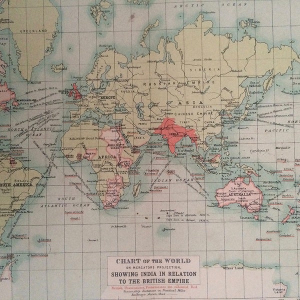 Antique Map of British Empire - Etsy