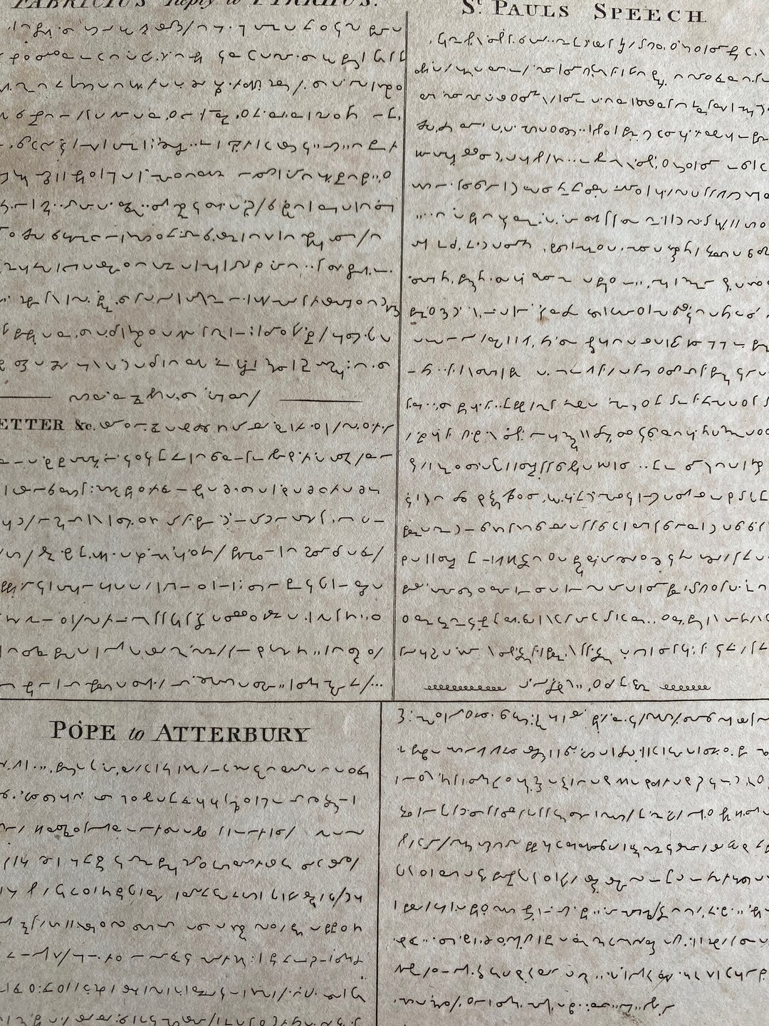 1806 Stenography - Letters in Shorthand Original Antique Engraving ...