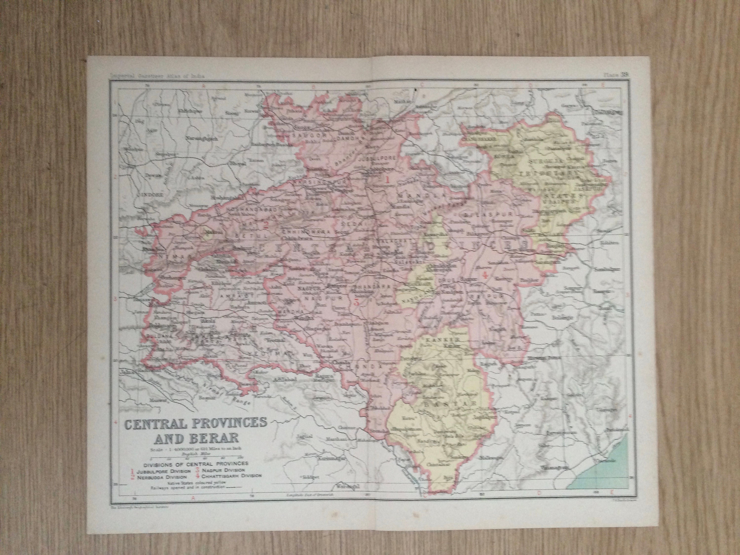 1908 Central Provinces and Berar Original Antique Map Showing | Etsy