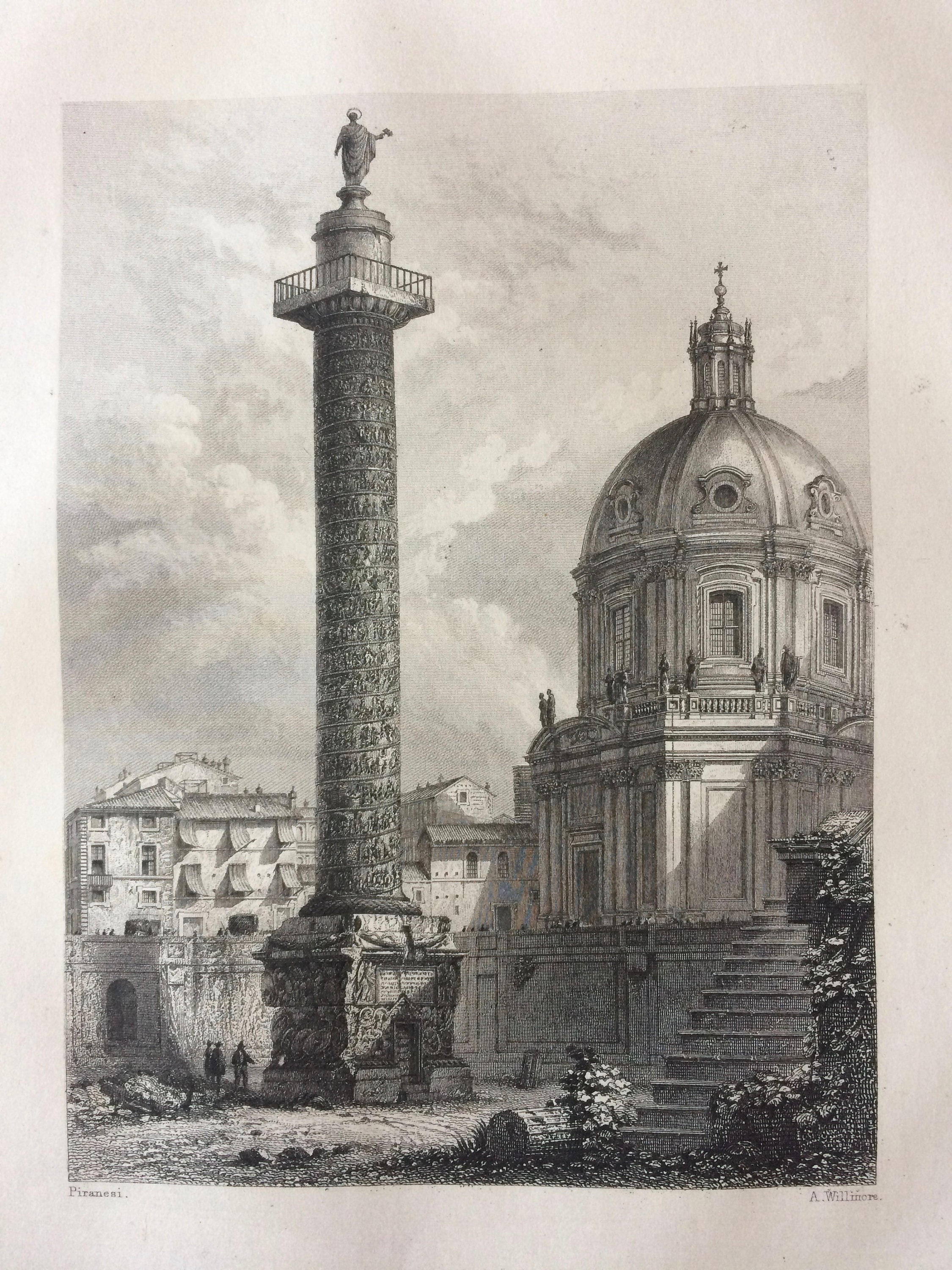 1890 Trajan's Column - Rome Original Antique Engraving - Mounted and ...