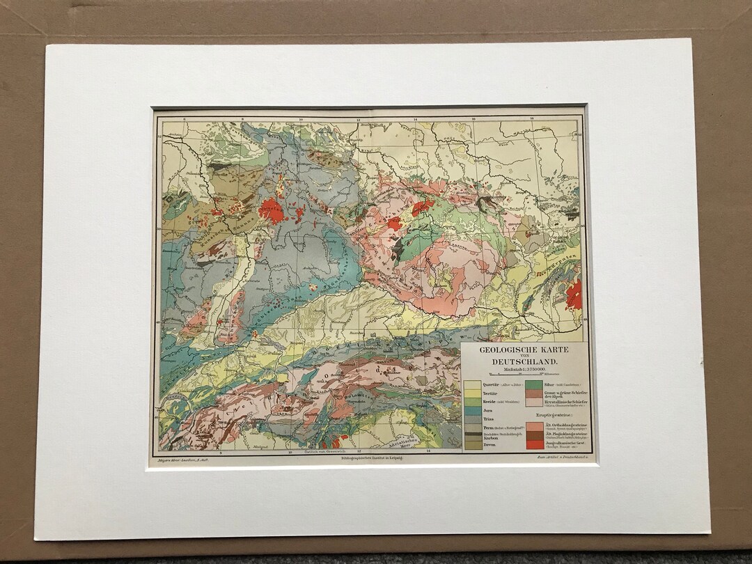 1897 Geological Map of Germany Original Antique Map - Geology ...