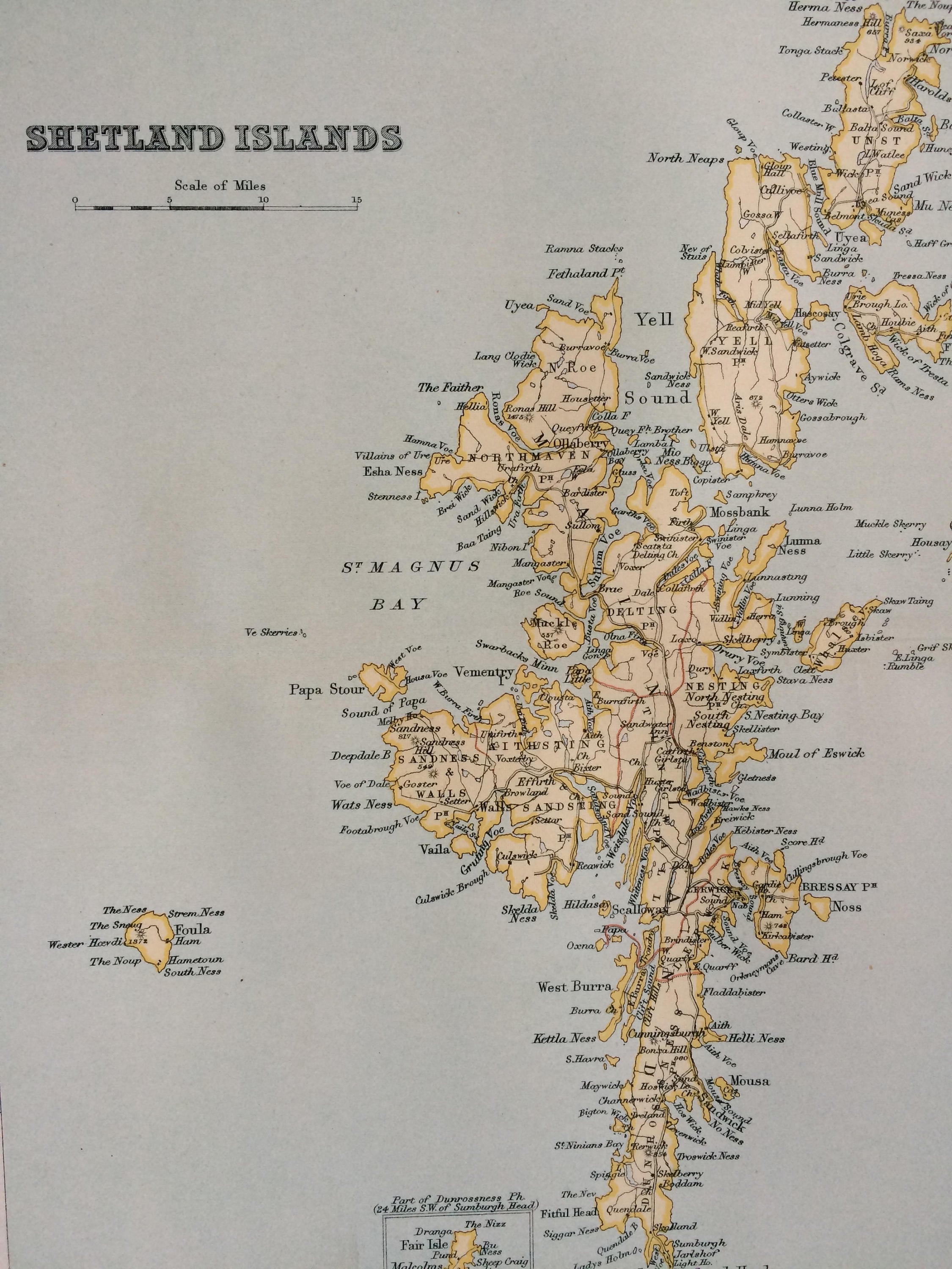 1901 Shetland Islands Original Antique Map - Scottish County ...