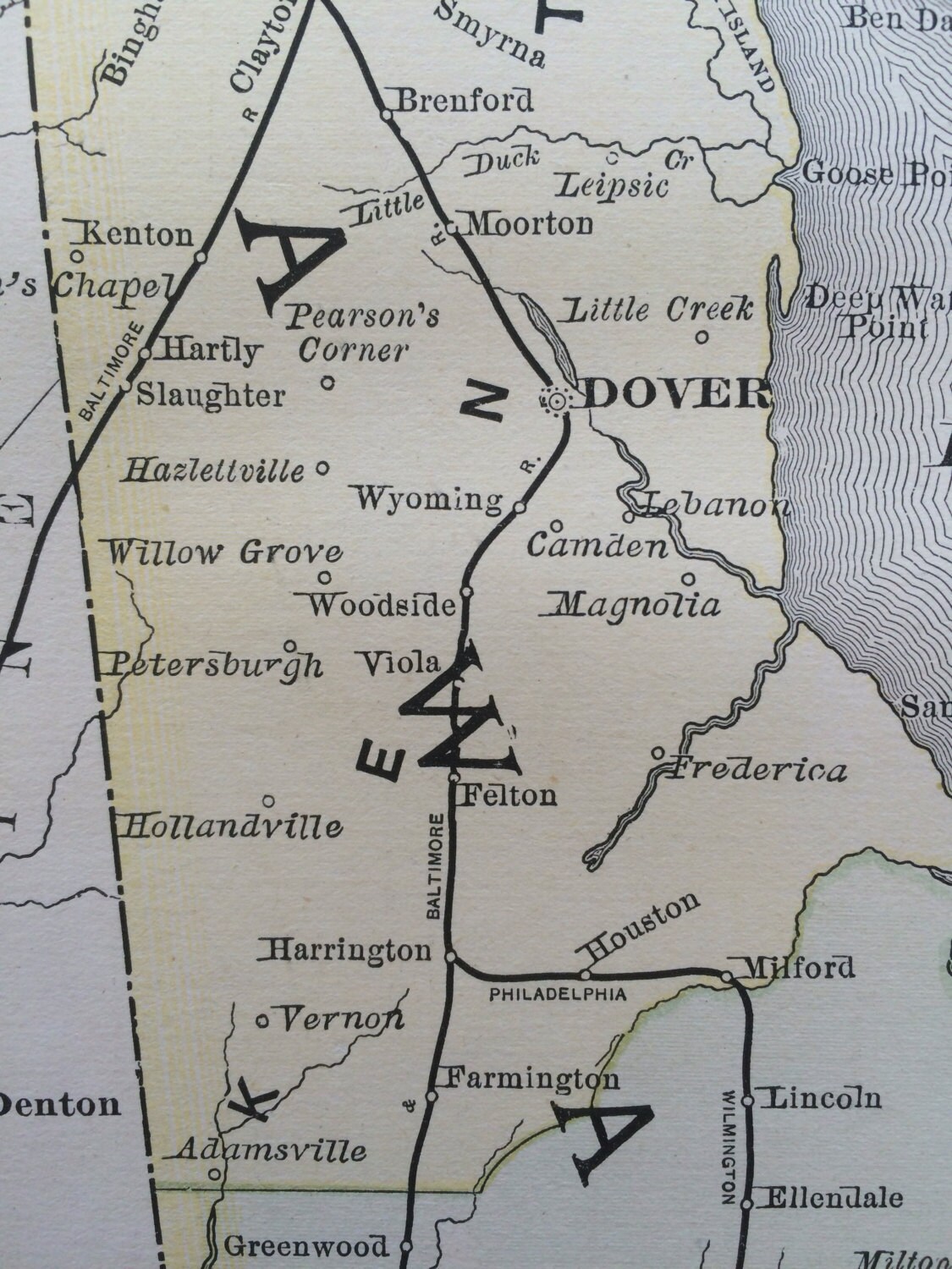 1891 DELAWARE Original Antique Map, US State Map, 8.5 x 11.5 inches ...