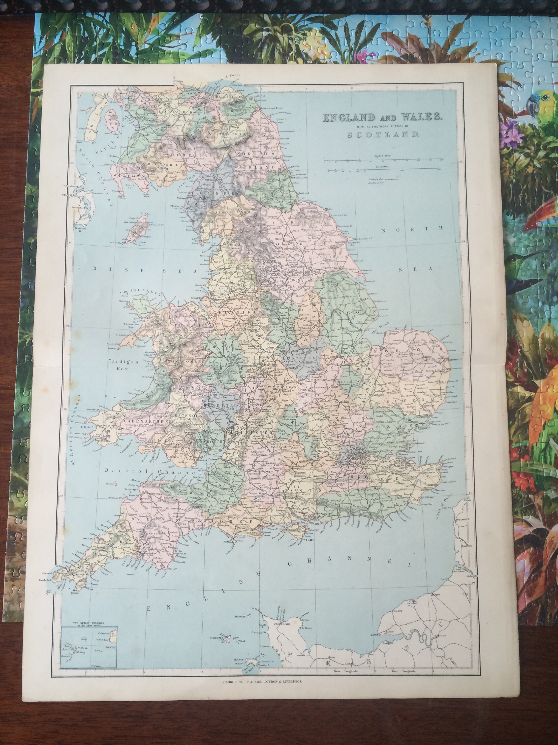 1868 England, Wales and part of Scotland Large Original Antique Map ...