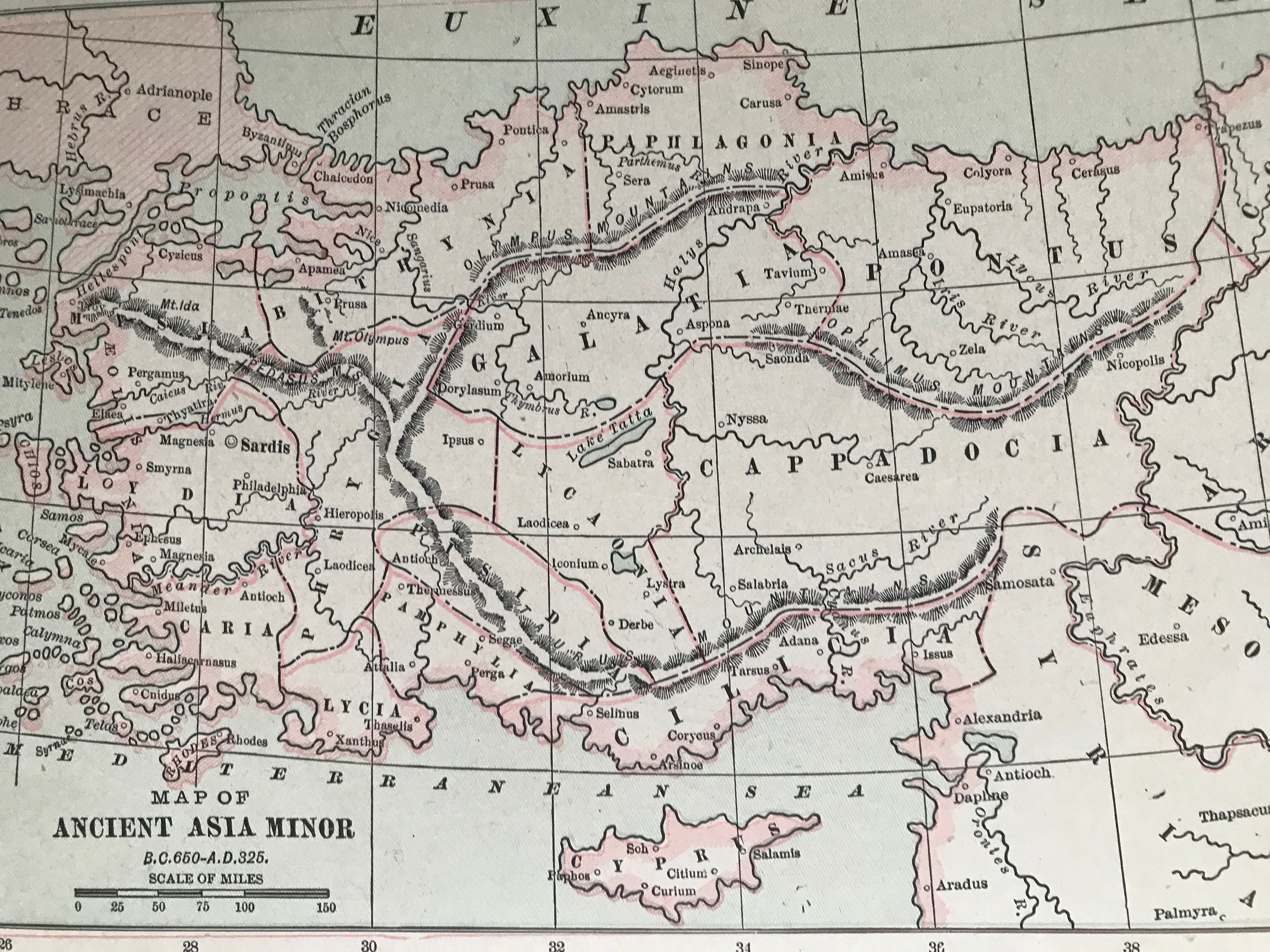 1901 Ancient Asia Minor B.C. 650-325 Original Antique Map | Etsy
