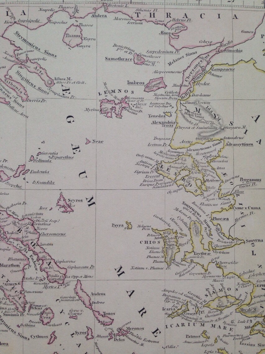 1865 CRETA et Insulae Aegaei Maris Original Antique Hand-Coloured ...