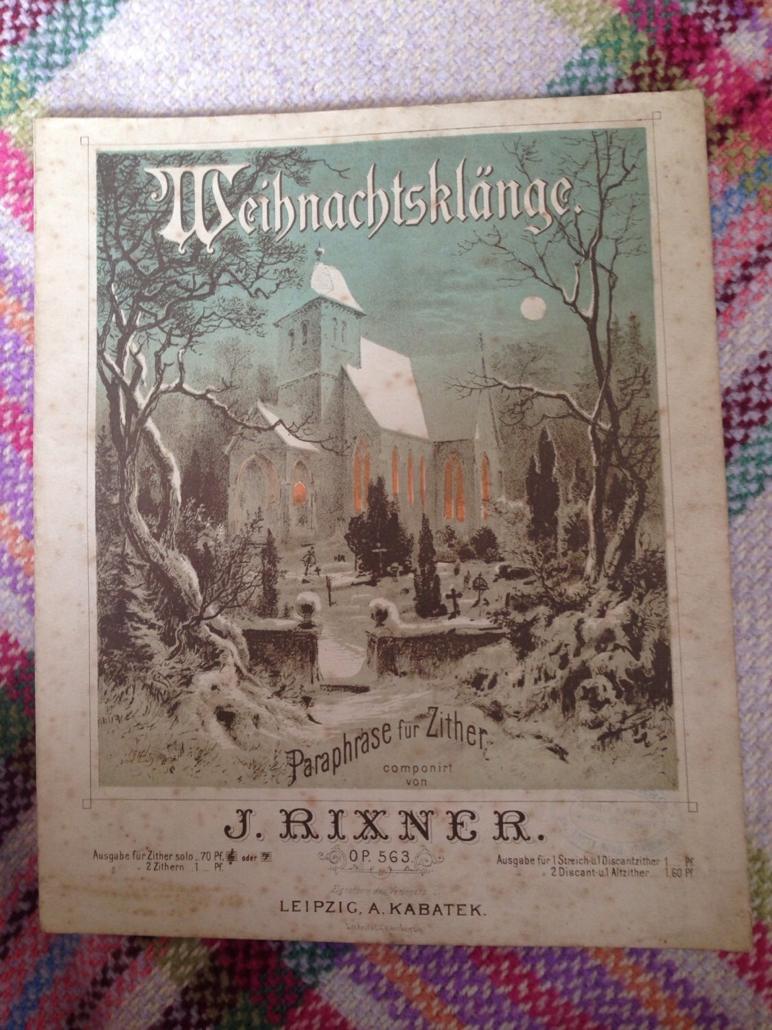 Antique Zither Sheet Music Booklet, Weinachtsklaenge (Christmas Tunes ...