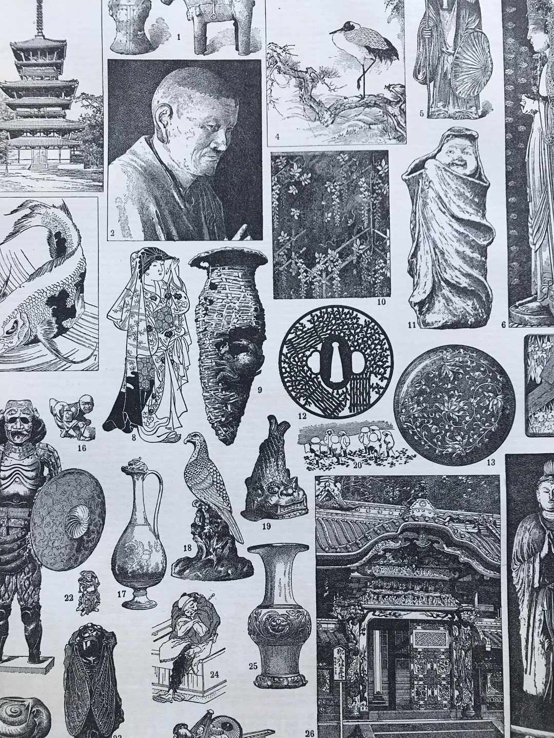 1897 Japanese Art and Architecture Original Antique Print - Japan ...