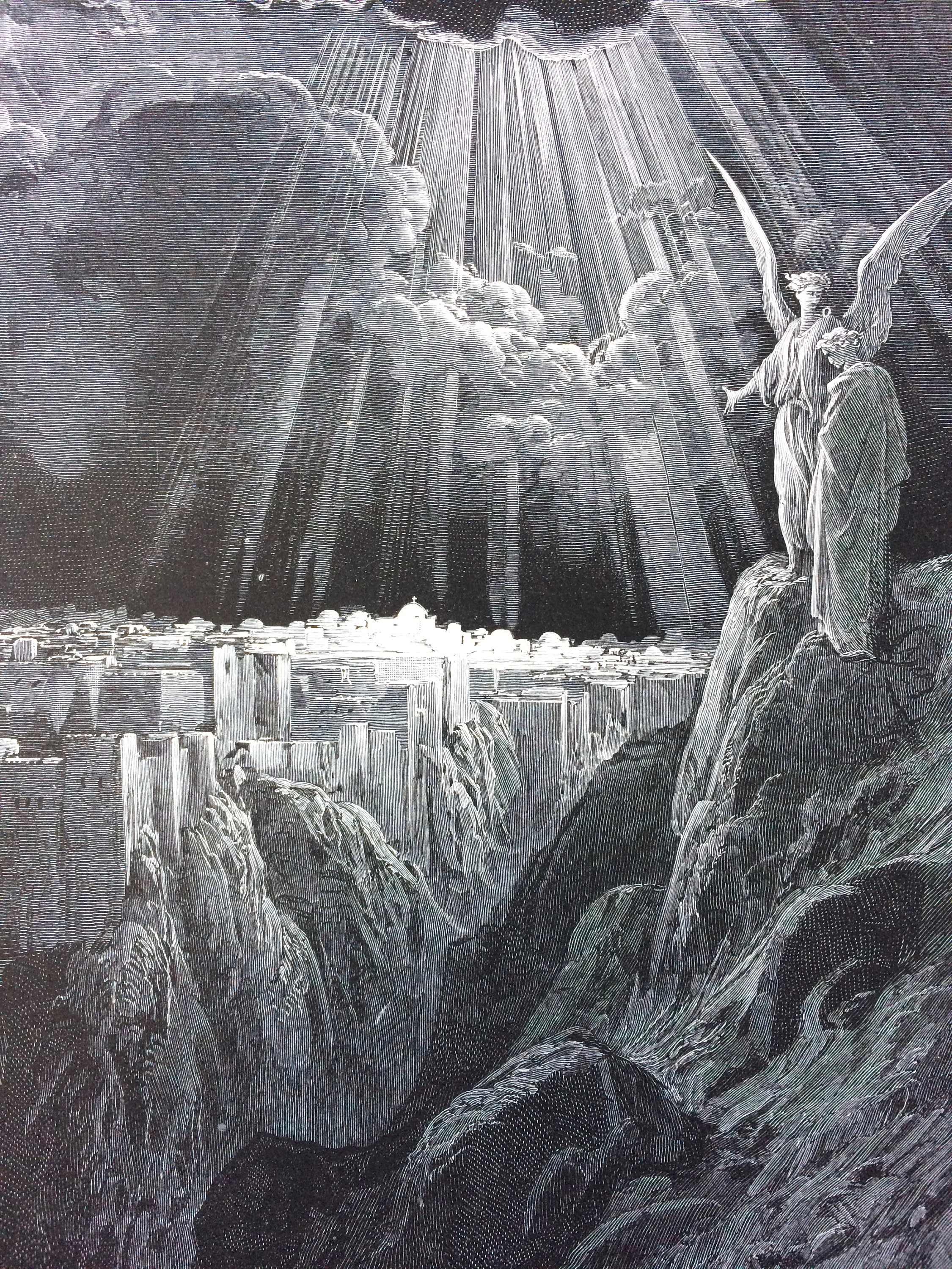 1870 The Angel showing Jerusalem to St John Original Antique Gustave ...