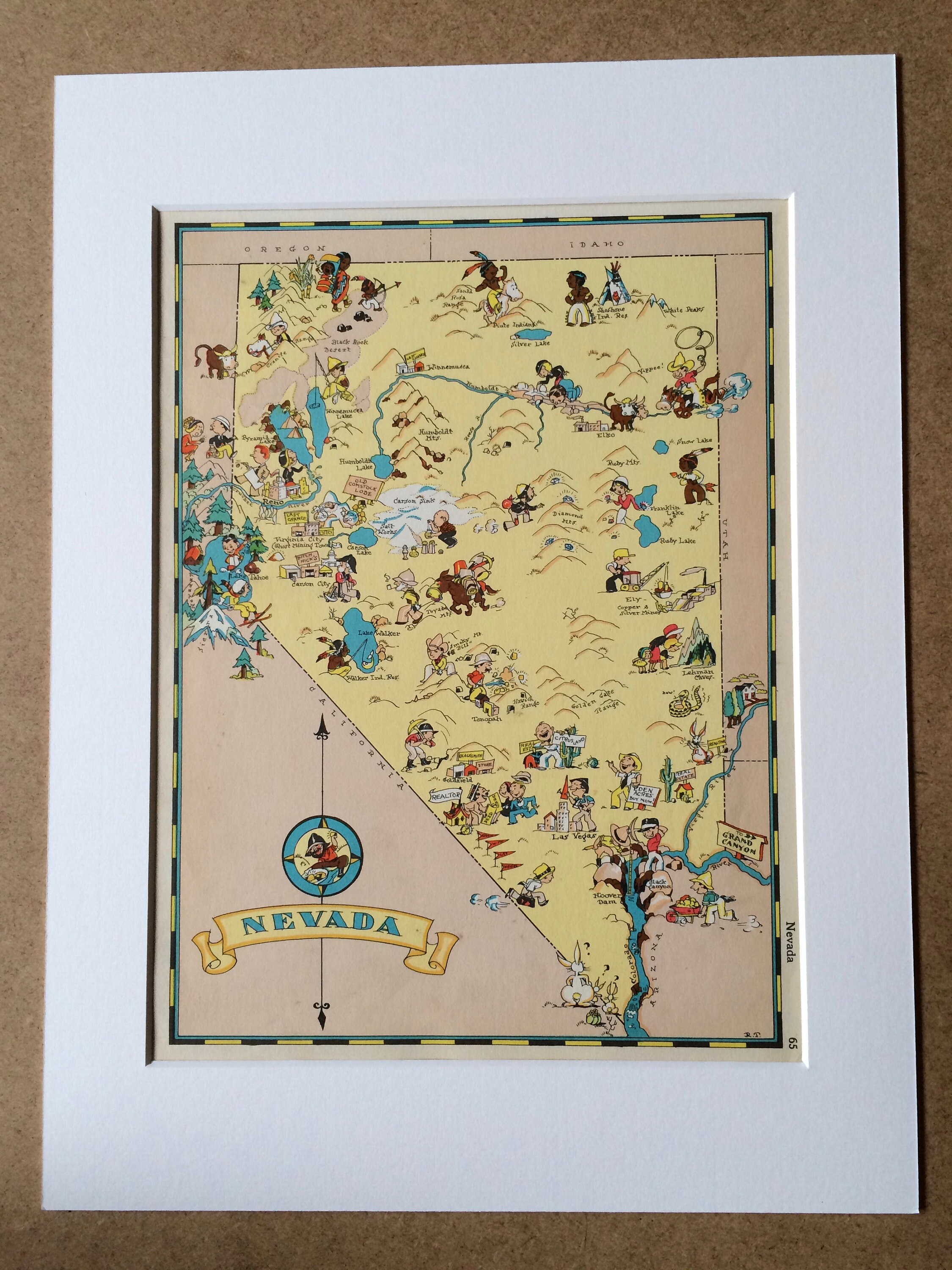 1935 Nevada Original Vintage Cartoon Map Ruth Taylor - Etsy