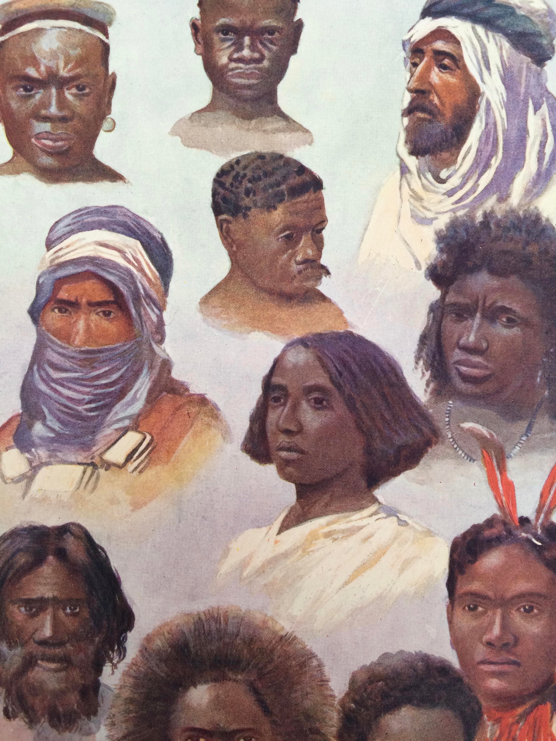 1910 Races of Mankind Original Antique Lithograph - Available Framed ...