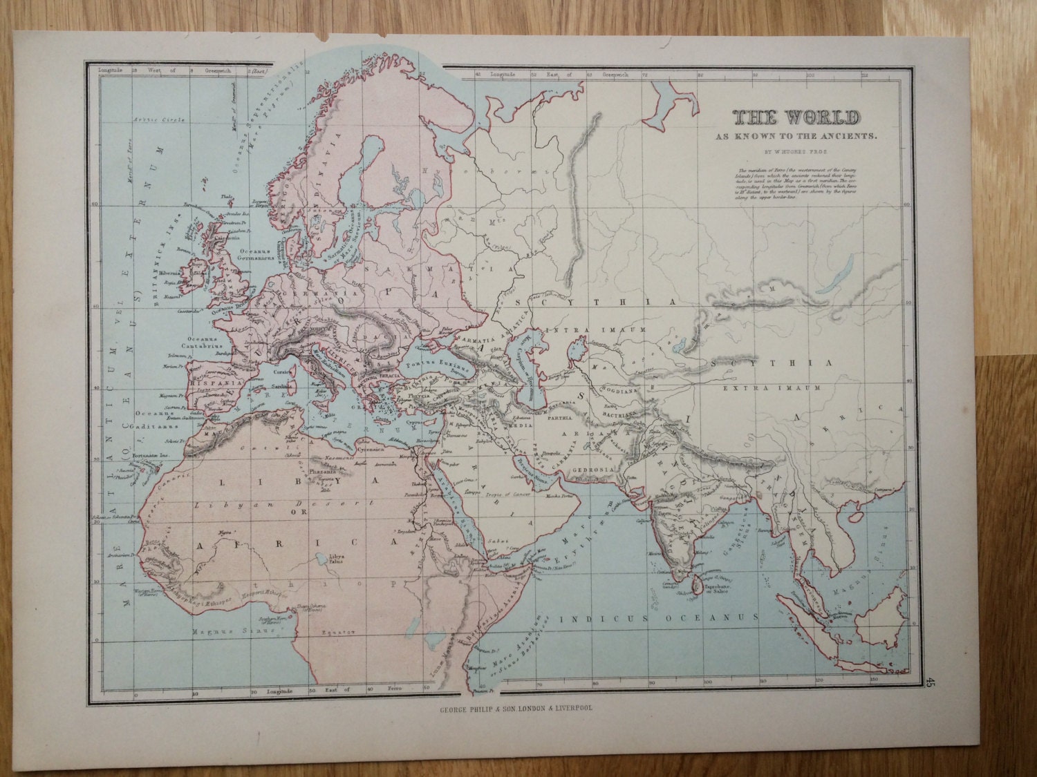 1873 the World as Known to the Ancients Original Antique Map | Etsy