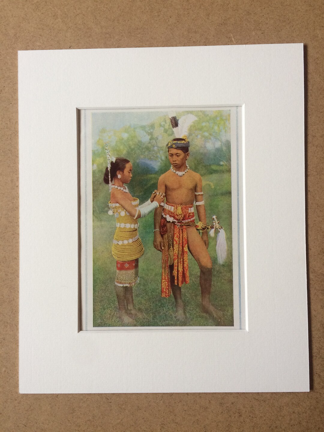 1940s Dayak Young Man and Woman Original Vintage Print - Mounted and ...