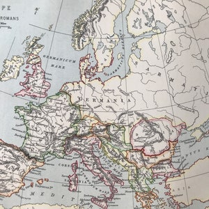 1875 Europe in the Time of the Romans Original Antique Map - Available ...