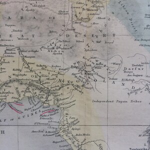 1870 AFRICA Original Antique Map Showing Height of Mountains and Length ...