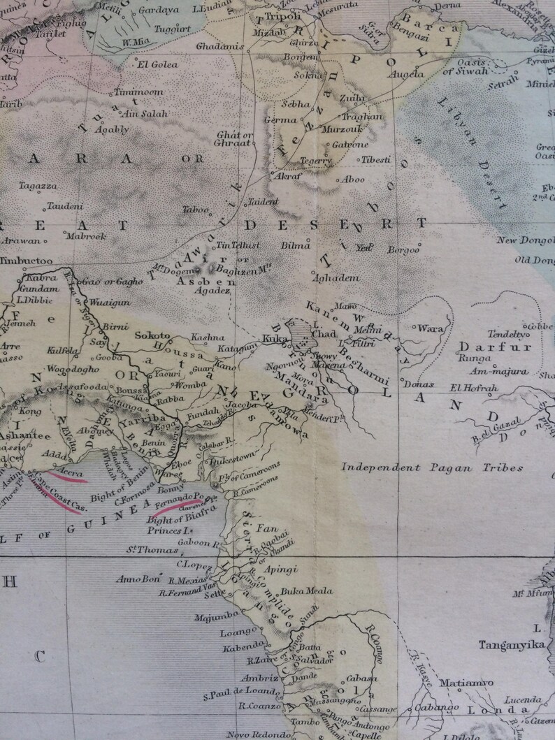 1870 AFRICA Original Antique Map Showing Height of Mountains - Etsy UK