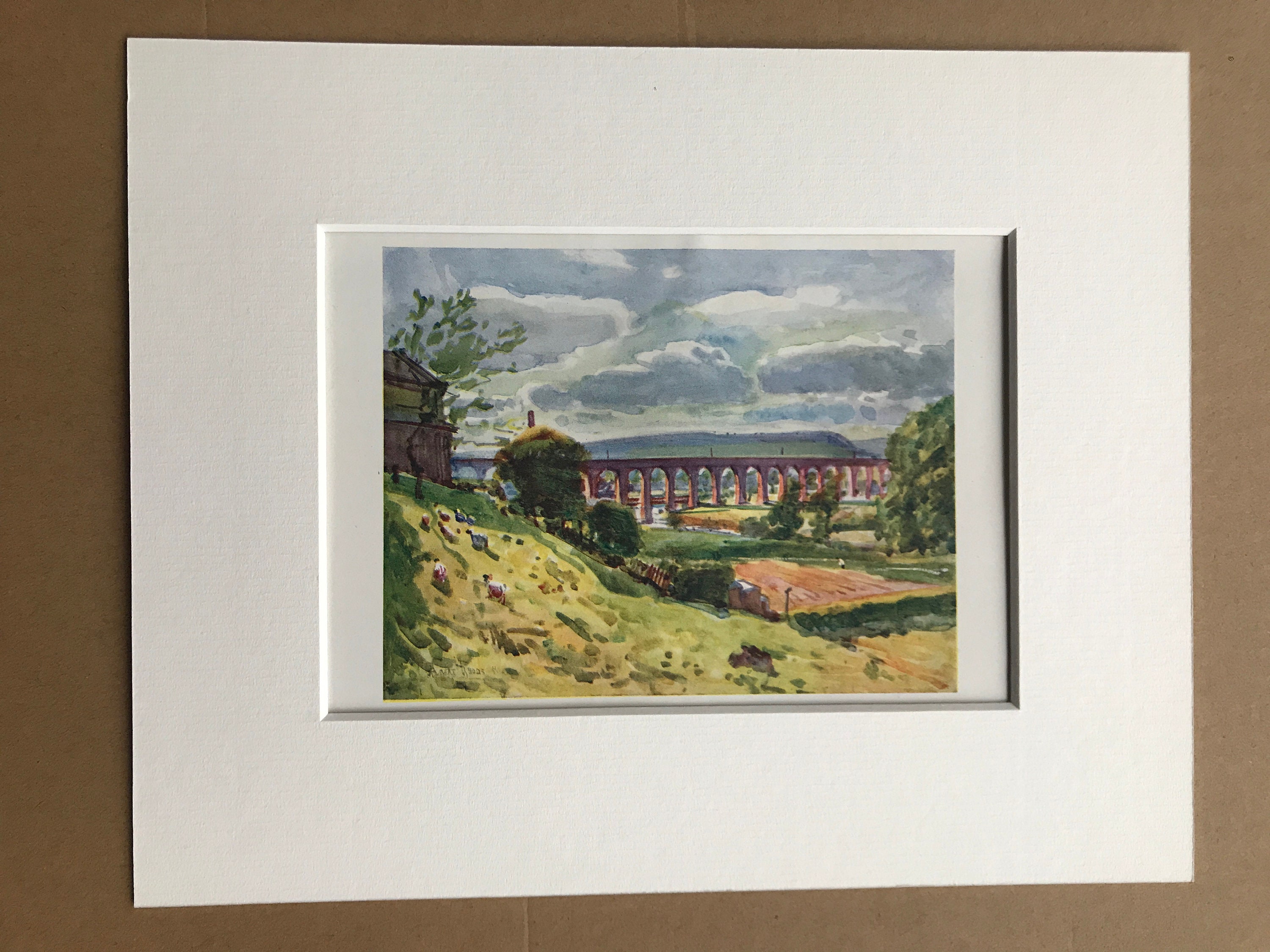 1921 Whalley - Railway Viaduct Original Antique Print - Lancashire ...