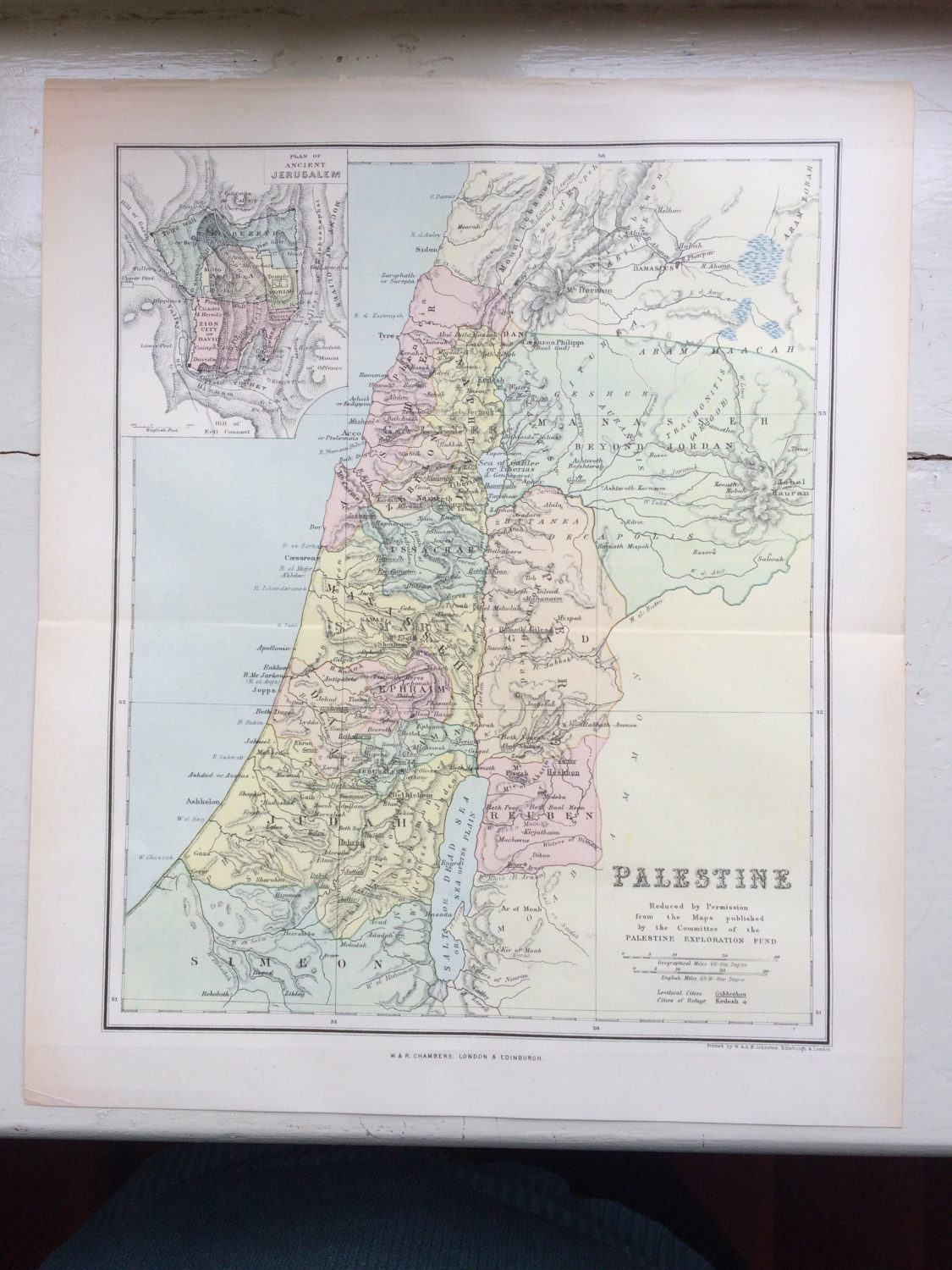 1891 PALESTINE Original Antique Map, 10.5 x 12.5 inches, historical ...