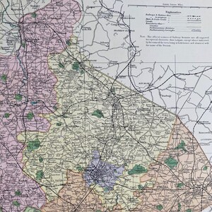 1902 Warwickshire Original Antique Map Showing Railways, Stations ...