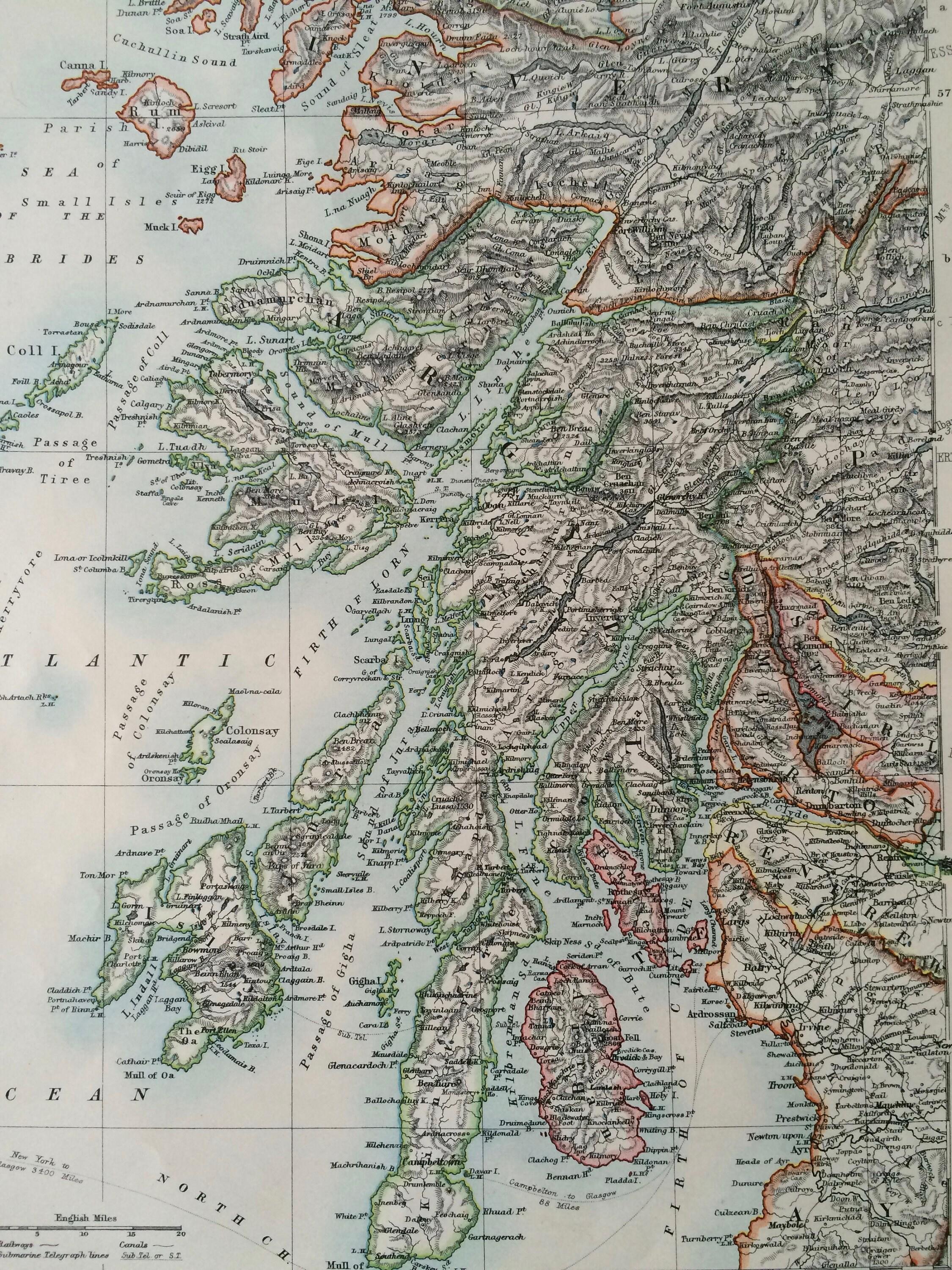 1899 Scotland (Southwest) Original Antique Map - Western Islands ...