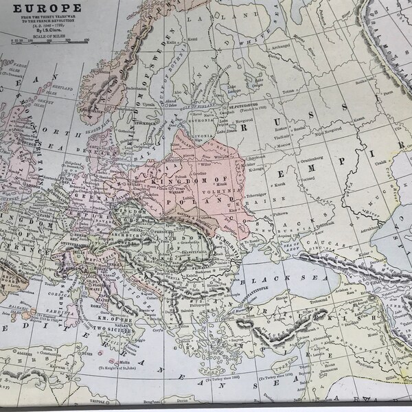 1789 Map of Europe - Etsy