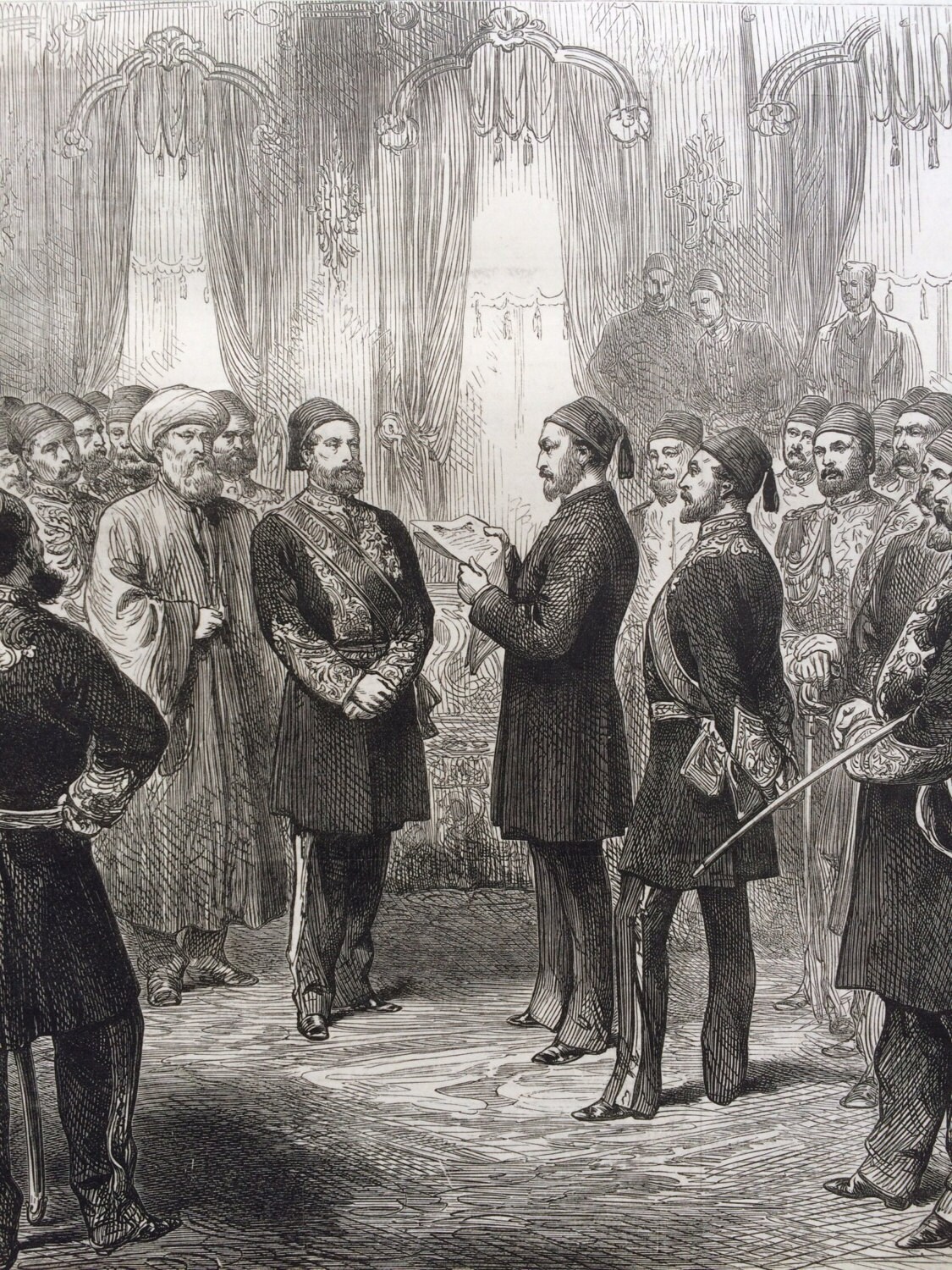 1877 Installation of Edhem Pasha as Grand Vizier antique print from ...
