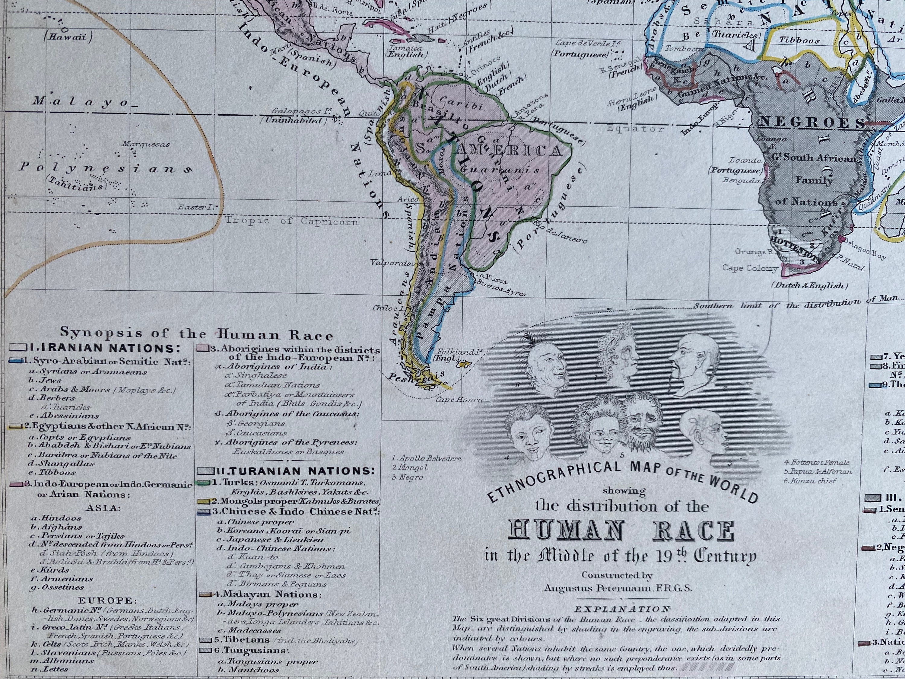 1853 Ethnographical Map of the World showing the distribution of the ... 1853 Ethnographical Map of the World showing the distribution of the ...