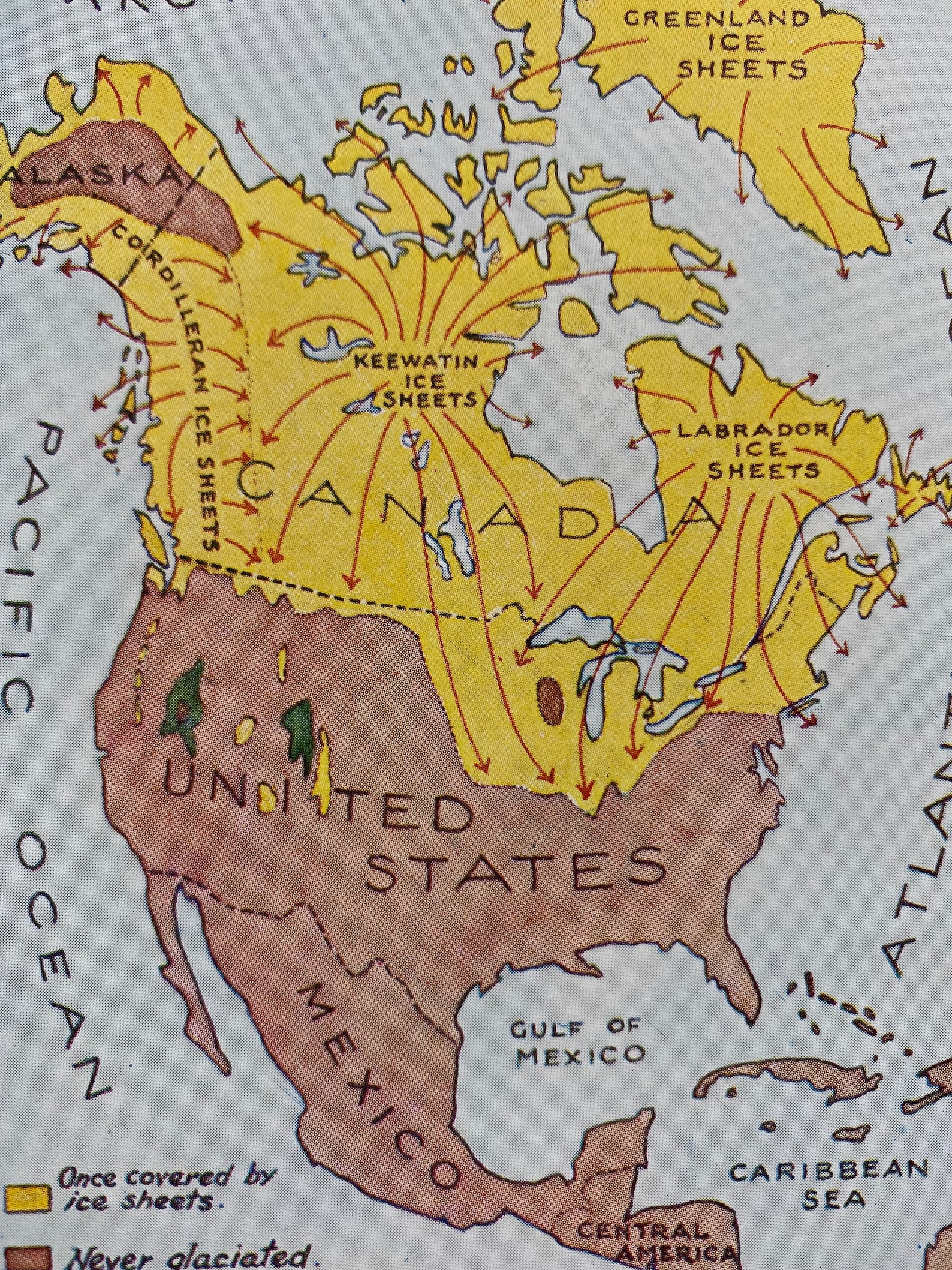 1931 Map of the Ice Age in North America Original Antique - Etsy