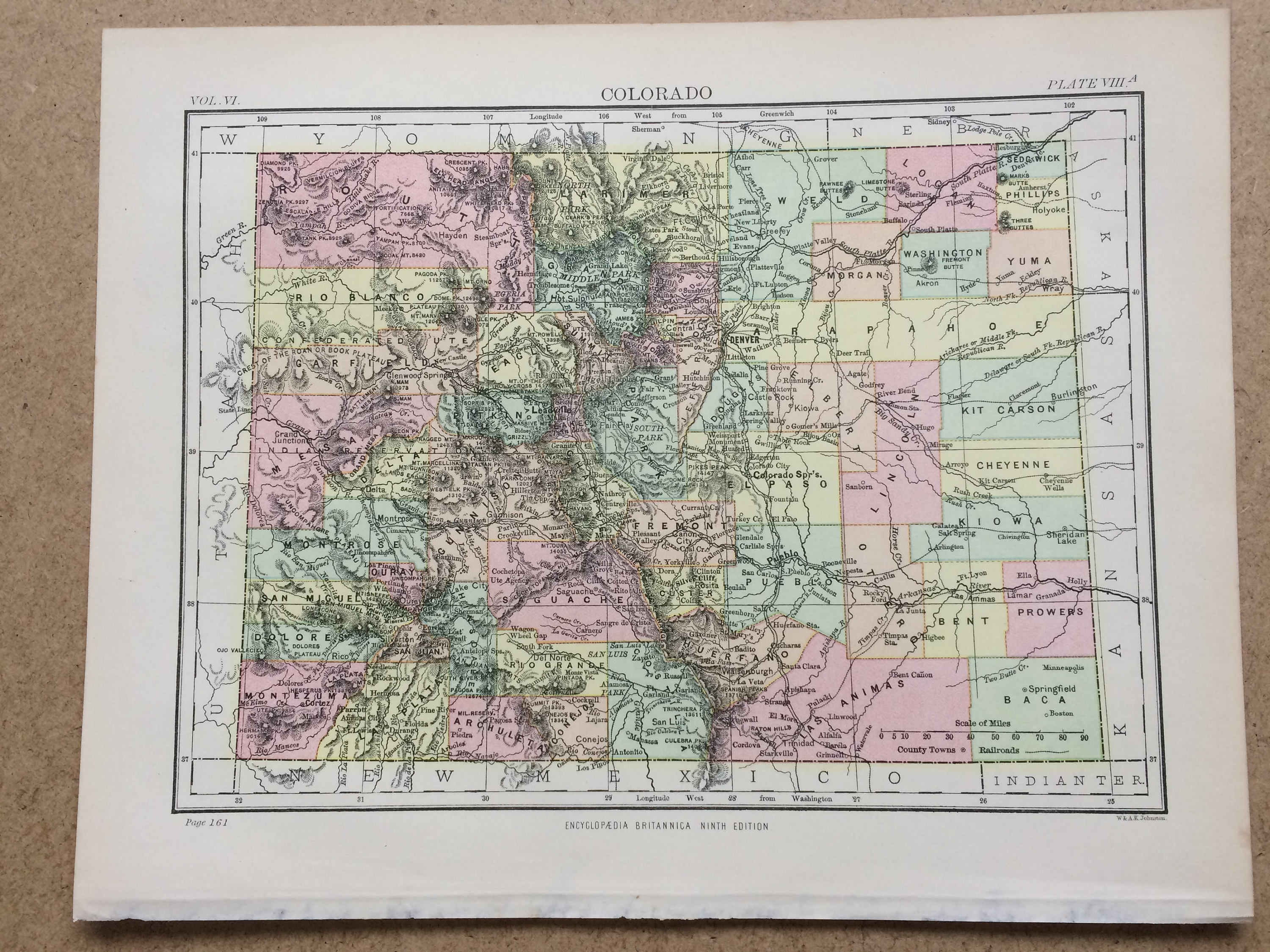 1875 Colorado original antique map, cartography, geography, wall decor ...