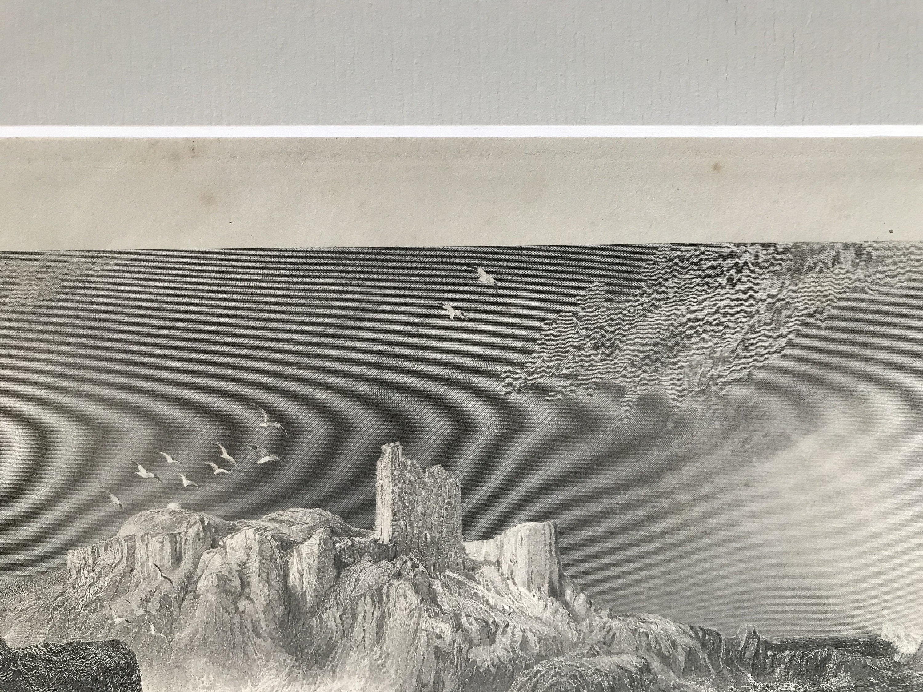 1876 Turnbury Castle Original Antique Steel Engraving - Mounted and ...