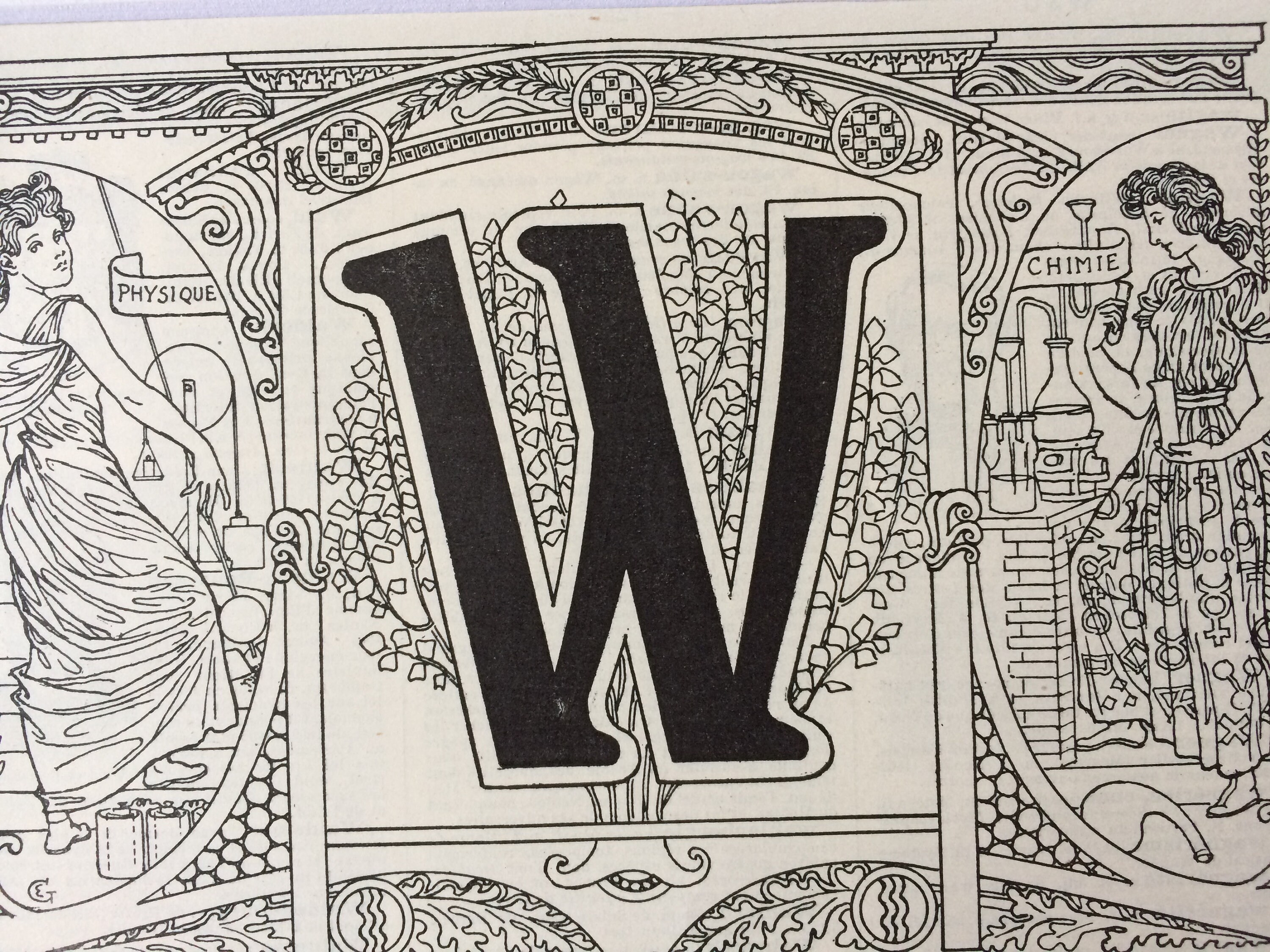 1923 Letter W Art Nouveau Original Antique Print - Mounted and Matted ...